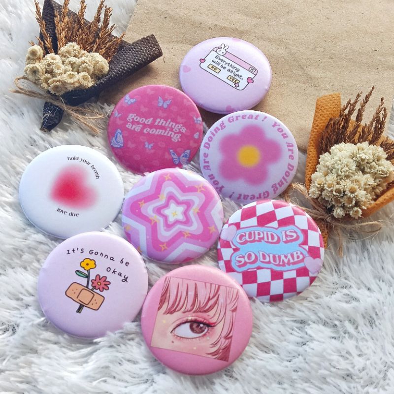 Jual Pin Asthetic Pink Satuan 44mm / Pin Bros / Pin Button | Shopee ...