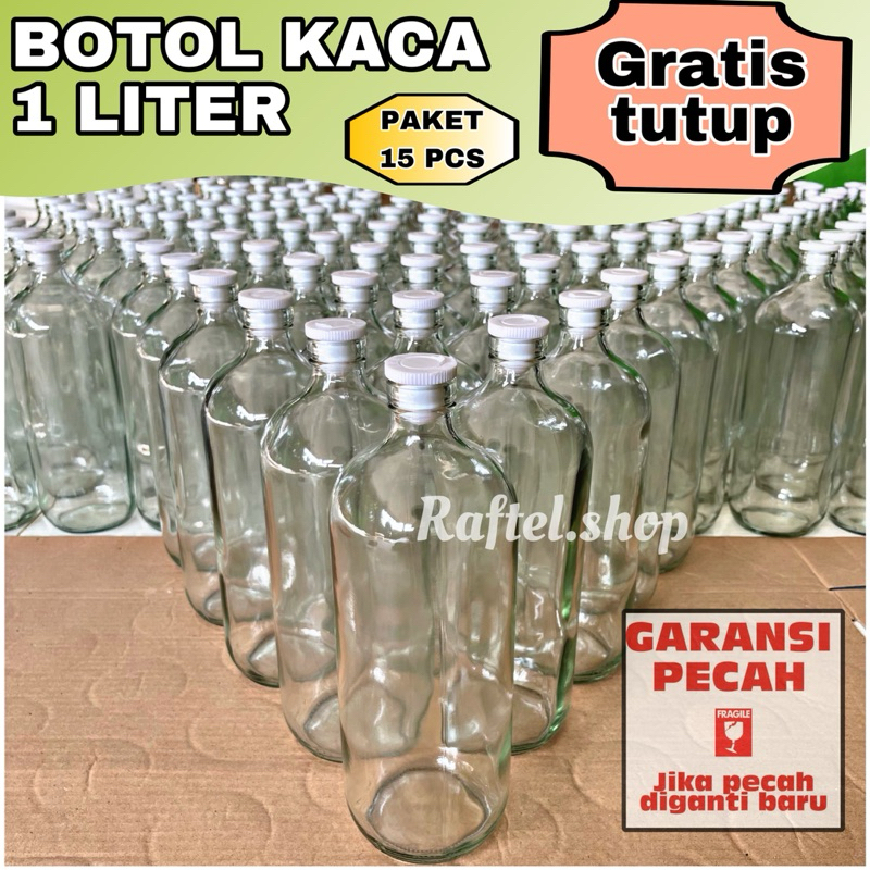 Jual BOTOL KACA BENSIN 1 LITER ( PAKET 15 PCS ) / botol bensin / botol ...