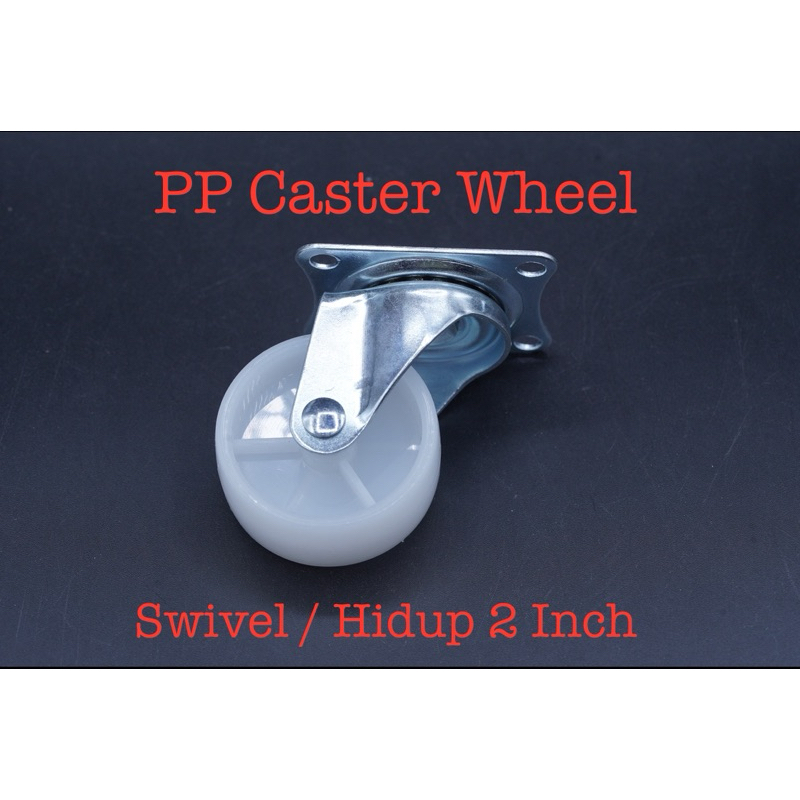 Jual Roda Kastor Nilon 2” White PP Top Plate Nylon Caster Wheel 2 Inch Swivel Hidup without ...