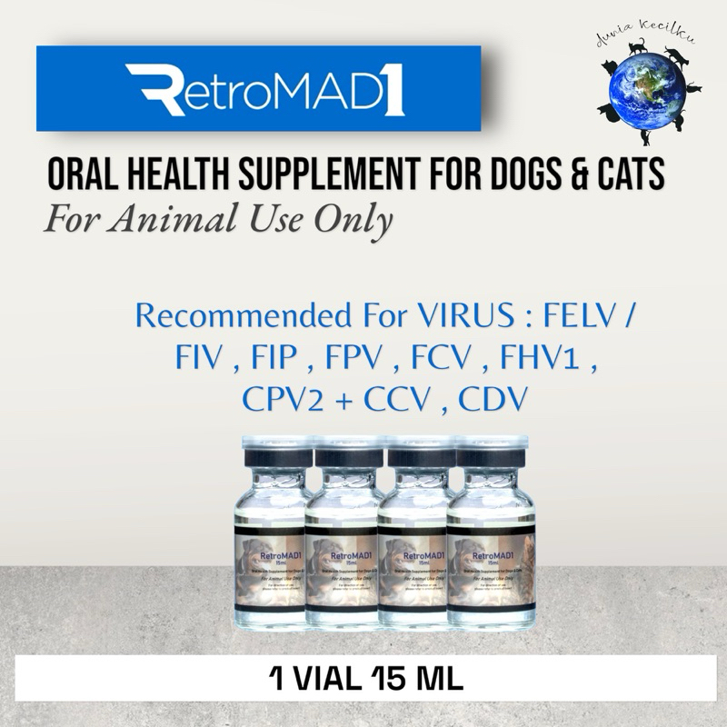 Jual Retromad1 Oral Health Supplement Cats & Dogs For Treatment Virus FIP / FELV- FIV / FPV ...