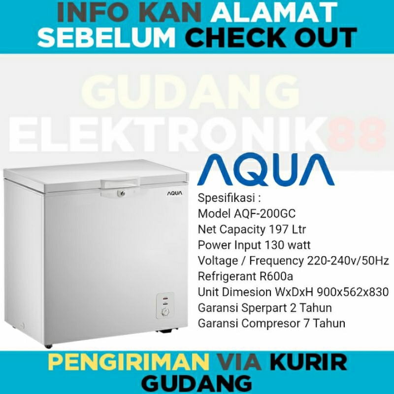 Jual Freezer Box Aqua AQF200GC Chest Freezer Aqua 197 liter/kulkas box ...
