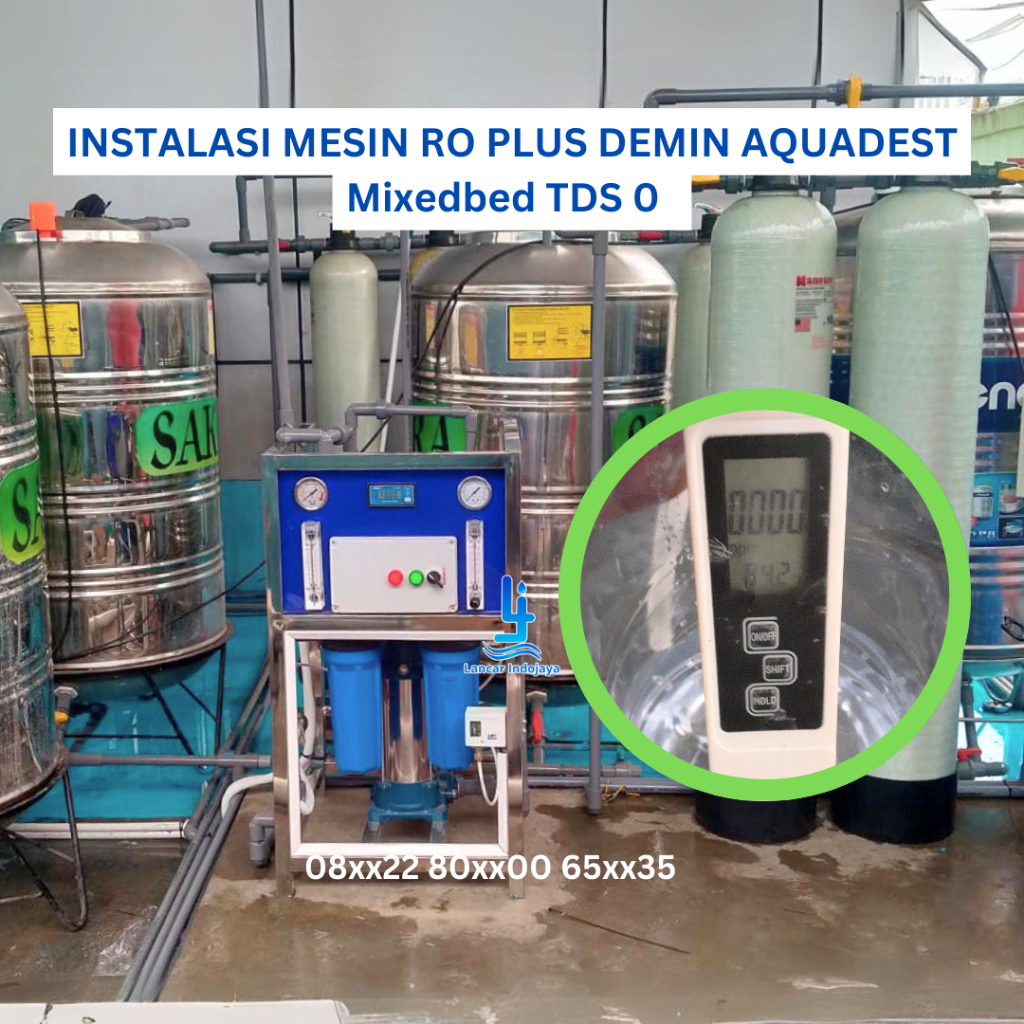 Jual Mesin Demin Demineral Aquadest Mixedbed TDS 0 Kapasitas 2000 Liter ...