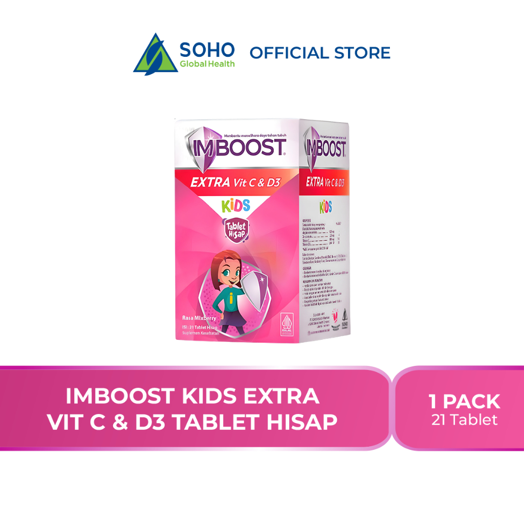 Jual Imboost Kids Extra Vit C & D3 Tablet Hisap Suplemen Daya Tahan ...