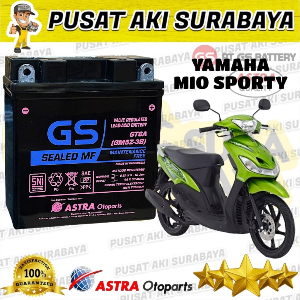 Jual GS ASTRA GT6A AKI KERING SIAP PAKAI SEPEDA MOTOR MIO SPORTY MIO SMILE SHOGUN 110 SUPRA FIT ...