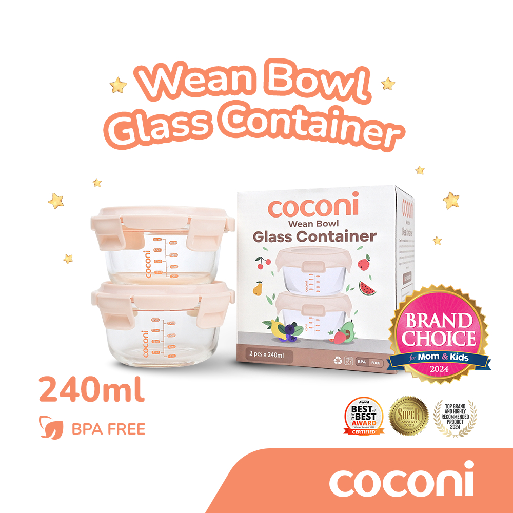 Jual COCONI Wean Bowl Glass Container 240ml 2pcs | Wadah Mpasi Kaca ...