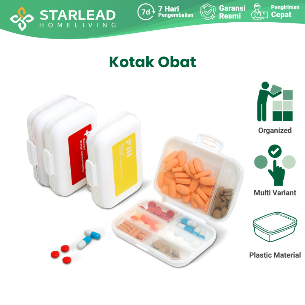 Jual Starlead 【BPA Free】 Kotak Obat Suplemen Kunci 8 Sekat Mini ...