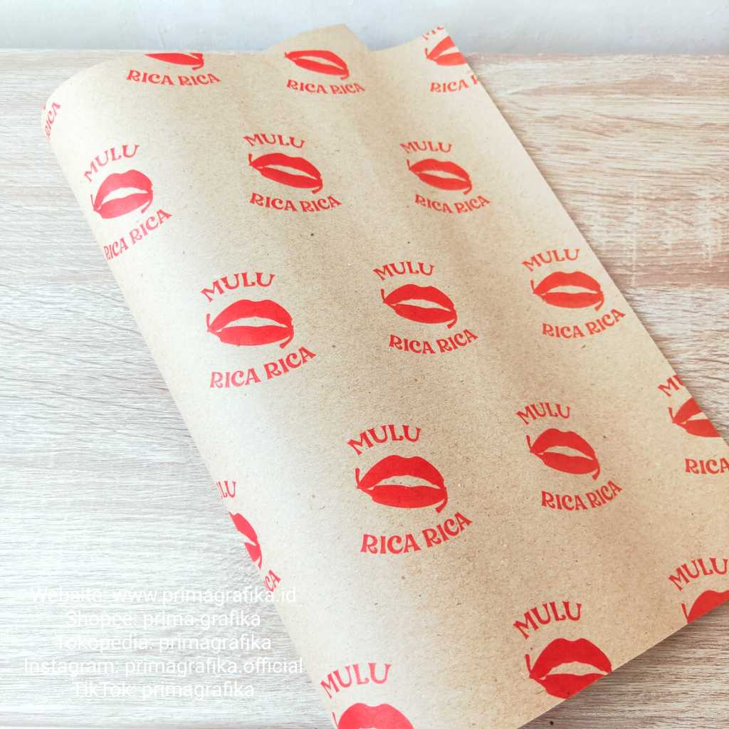 Jual CUSTOM Kertas Roti Foodgrade 19,5 x 46 cm - Wrap Paper / Kertas ...