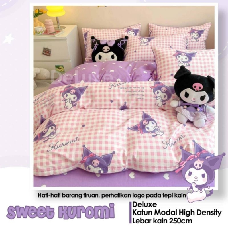 Jual Set Bedcover sweet Kuromi KRM kawaii heart black beauty kuromi unicorn kuromi pop up little ...