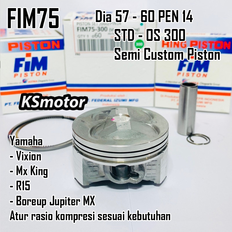 Jual PISTON SEHER SET FIM75 VIXION MX KING R15 DOME 57 57,5 58 58,5 59 ...