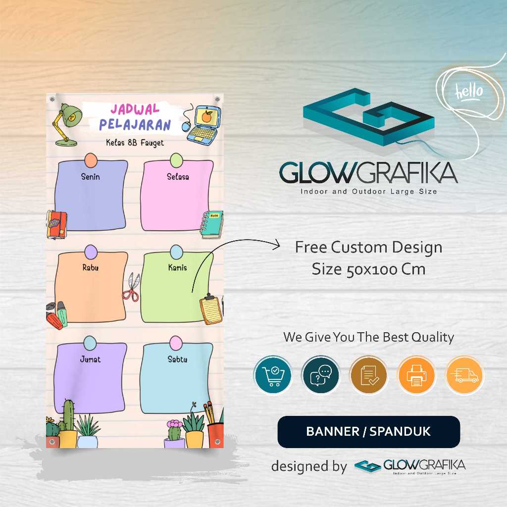Jual Cetak Spanduk Banner MMT Warna Warni Lucu Ilustrasi Jadwal ...
