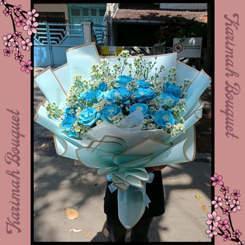 Jual SEHARI JADI! Buket Bunga Mawar Biru Jumbo Bandung Asli Segar Fresh ...