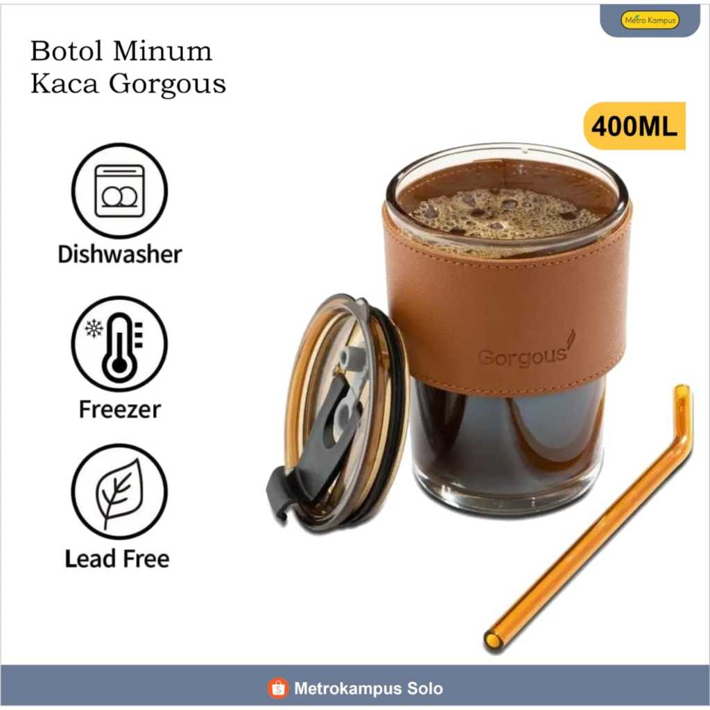 Jual [Random] Botol Kaca Gorgous 400ML | Gelas Tumbler Coffee Cup Kaca ...