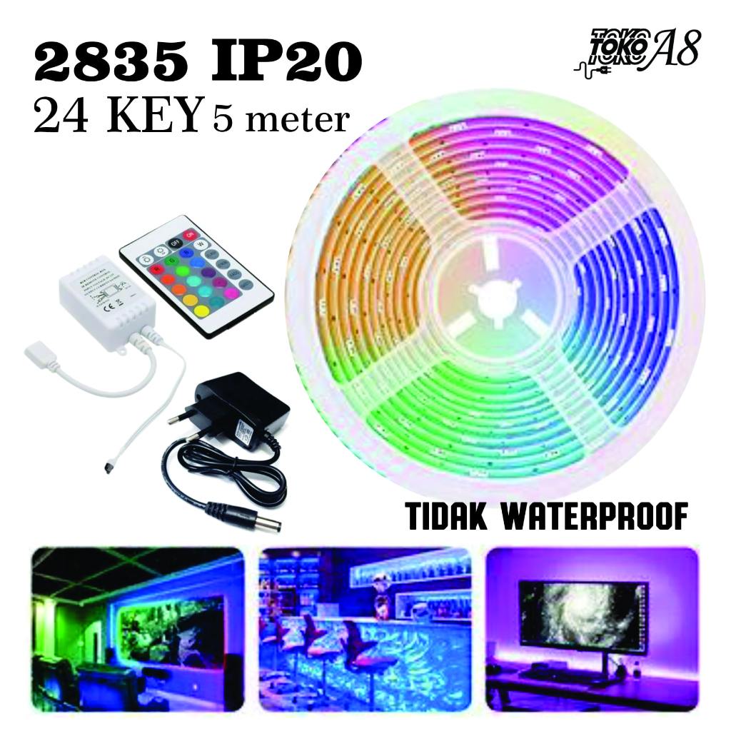 Jual Paket Lampu LED Strip 2835 RGB 5M IP20 IP65 RGB Remot 24 Key ...