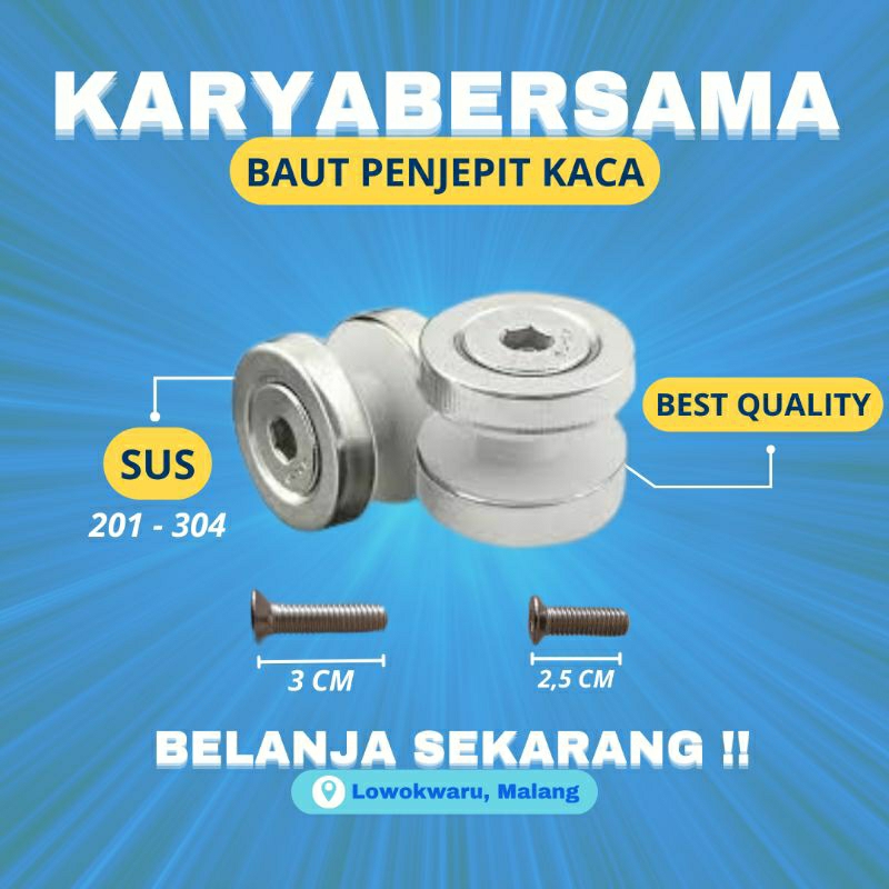 Jual Baut Penjepit Kaca SS 201 dan SS 304 / Baut Kaca Tiang Railing ...