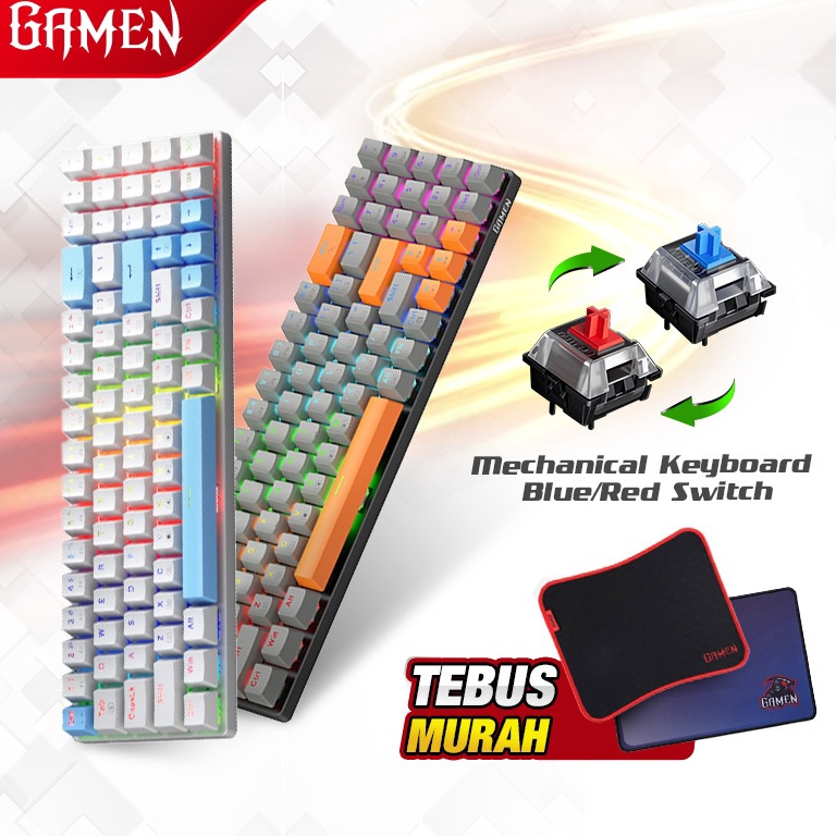 Jual GAMEN Titan Elite Keyboard Gaming Mechanical 78 Keys Ergonomic ...