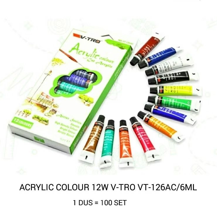 Jual Cat Air Acrylic Paint V-TRO/ESCO/V-TEC 12W 6ml/Water Colour/Cat air /Cat Air Set /Cat ...