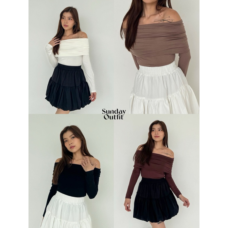 Jual BRIEL TOP / off shoulder korean look top / atasan sabrina | Shopee ...