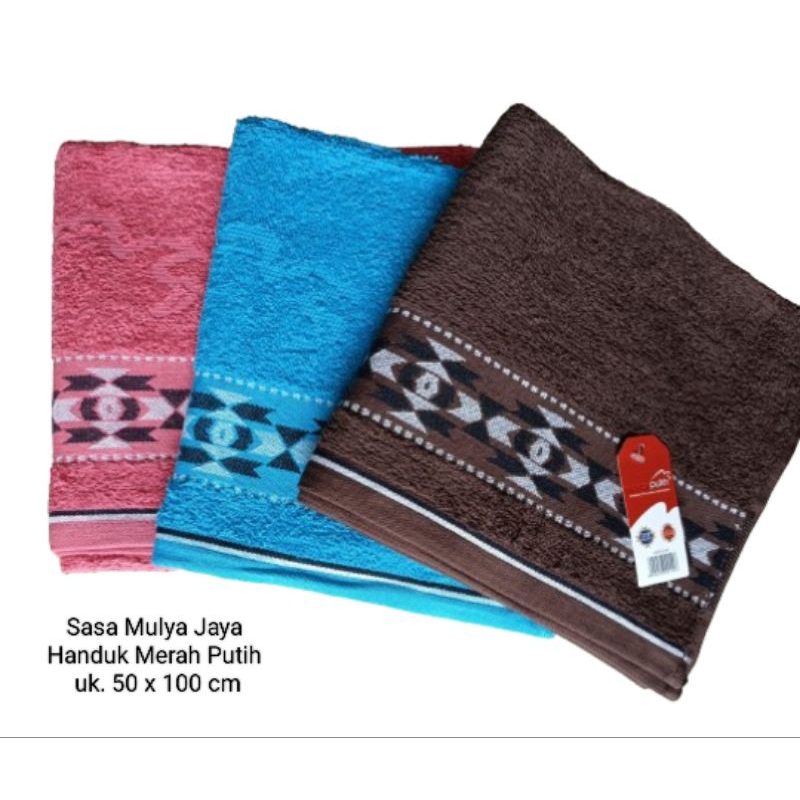 Jual Handuk Merah Putih Motif ukuran 50x100cm grade A | Shopee Indonesia