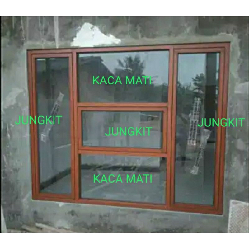Jual JENDELA ALUMINIUM 3 DAUN+KACA MATI MODEL MIX KOMBINASI JUNGKIT ...