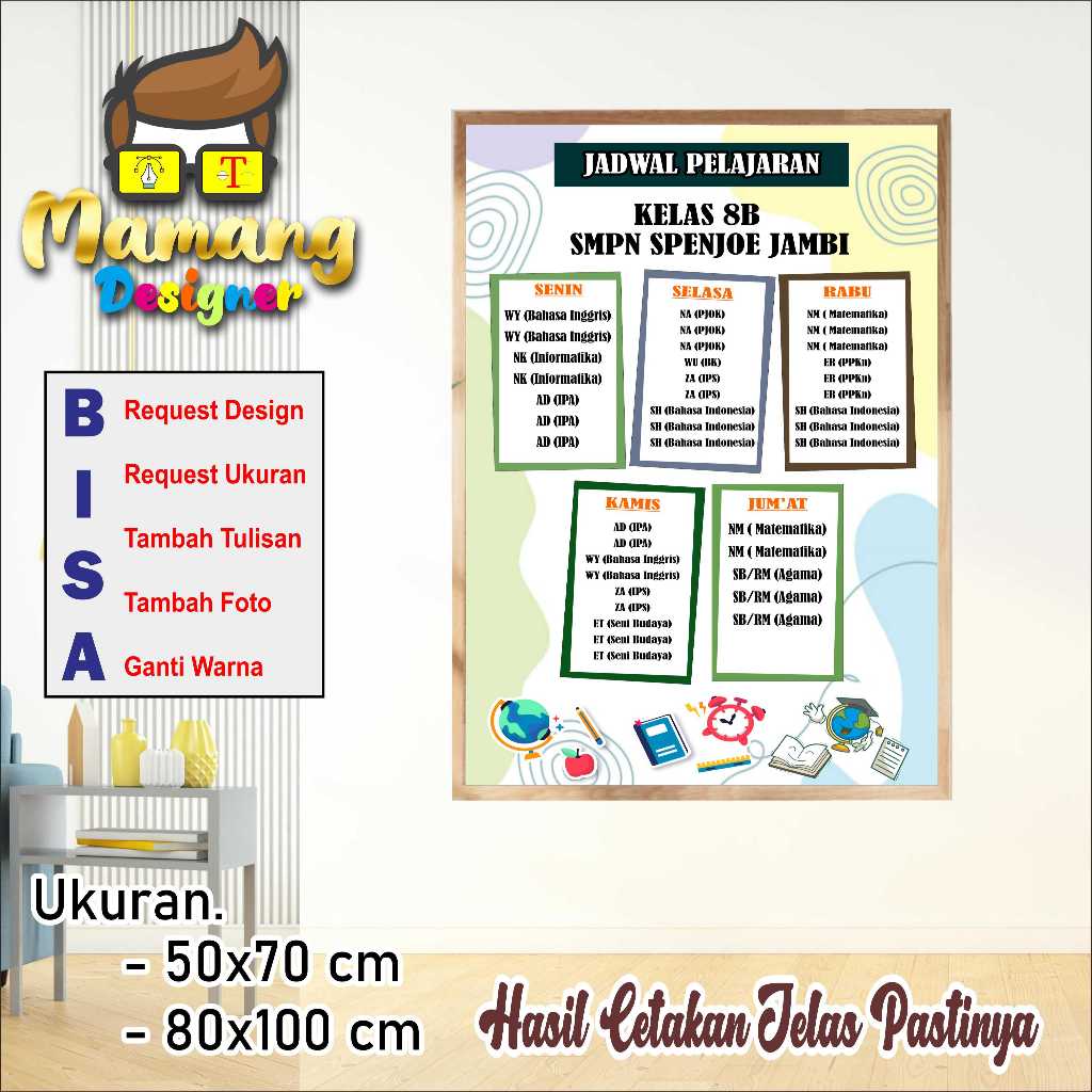 Jual Cetak Banner Spanduk MMT Jadwal Pelajaran Design Terbaru Lucu bb ...