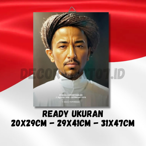 Jual K.H. AHMAD DAHLAN - FOTO PAHLAWAN NASIONAL VERSI AI BINGKAI KAYU ...