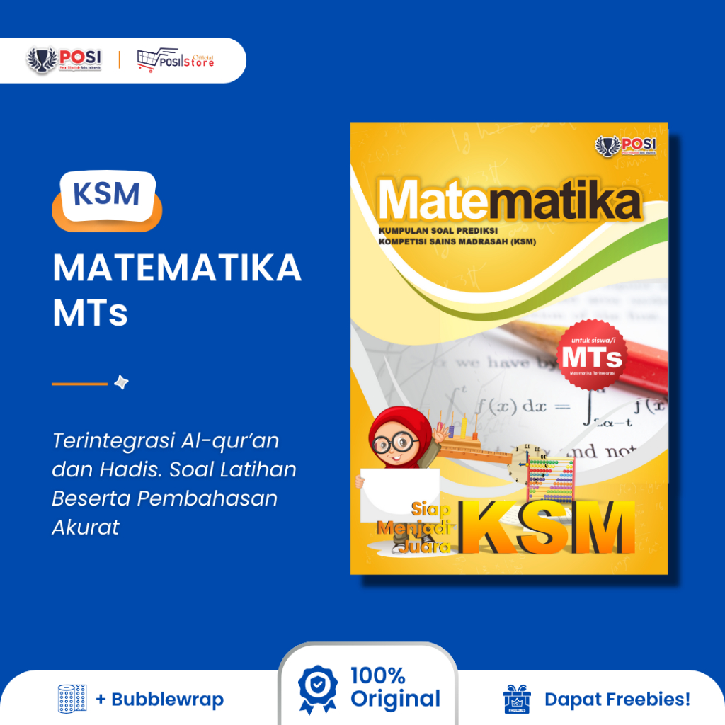 Jual Buku POSI Persiapan KSM MATEMATIKA MTs TERINTEGRASI Full Soal Latihan PLUS Pembahasan ...