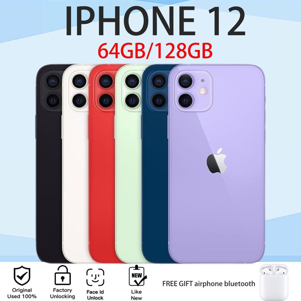 Jual IPHONE 12 100% Original 64GB/128GB HP 12 FULLSET MULUS SECOND GOOD CONDITIONS | Shopee ...