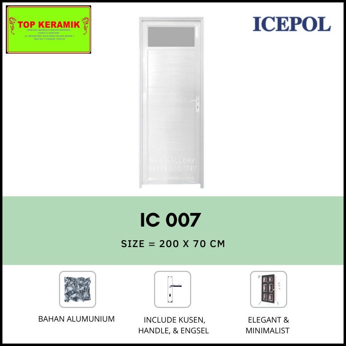 Jual Pintu Kamar Mandi Aluminium Icepol IC-007 Putih | Shopee Indonesia