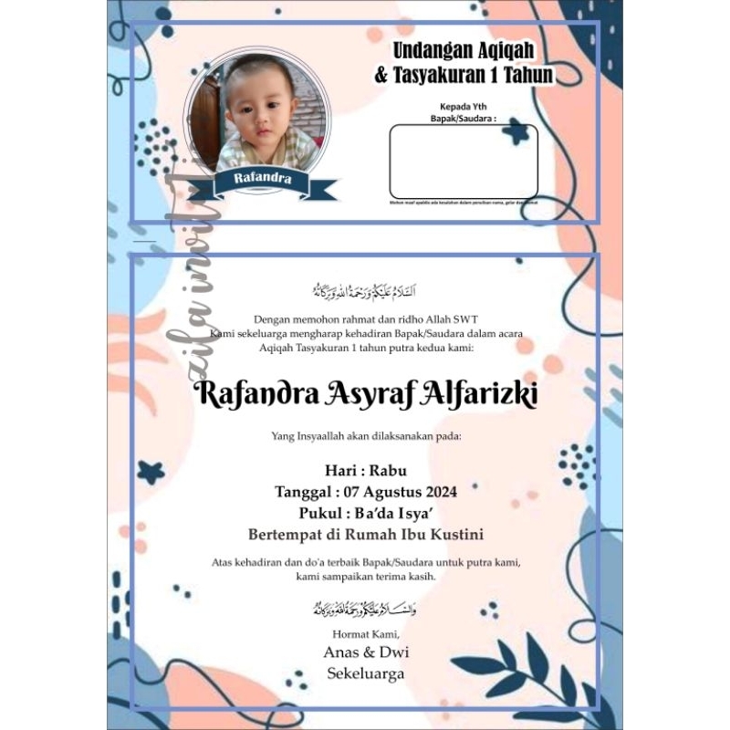 Jual undangan walimah khitan walimatul ursy tasyakuran aqiqah hvs ...