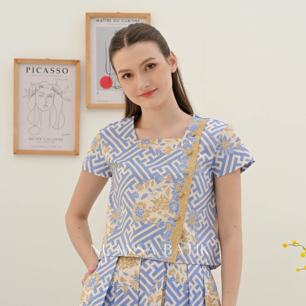 Jual Nuansa Batik Blouse Batik Model Crop Lengan Pendek Bahan Katun ...