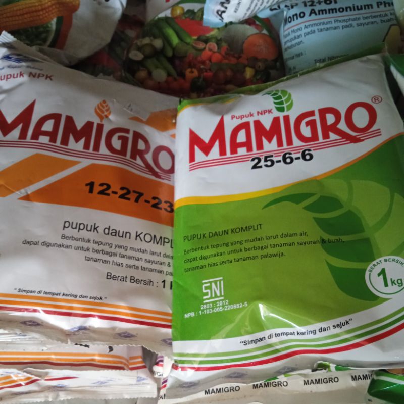 Jual pupuk NPK MAMIGRO kemasan 509 gram, 1 kg, pupuk daun komplit Cap ...
