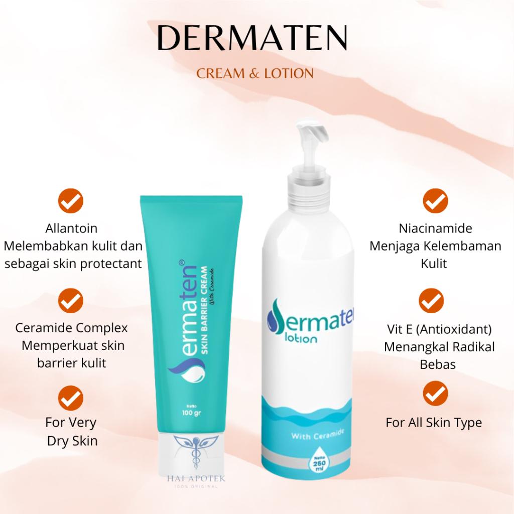 Jual DERMATEN CREAM 100ml | Lotion 250ml - Dengan Ceramide Memperbaiki ...