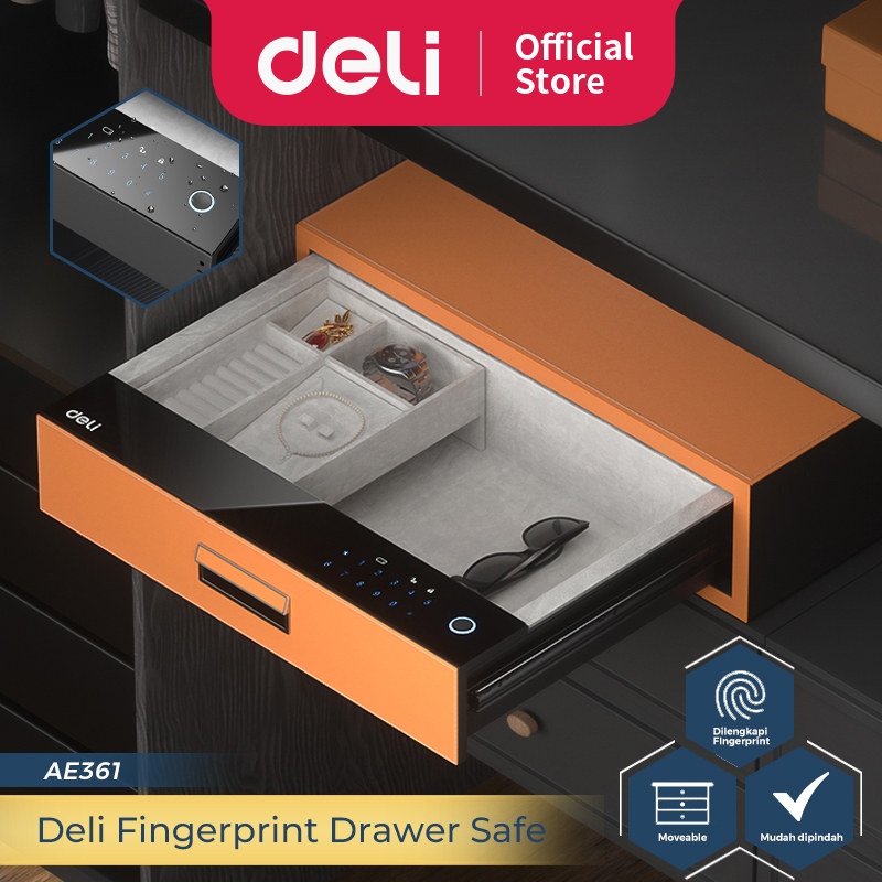 Jual Deli Brankas Laci / Fingerprint Drawer Safe / Cash Drawer Deposit ...
