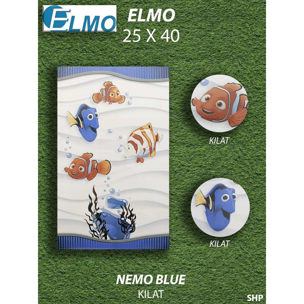 Jual Keramik Dinding Kamar Mandi 25X40 Elmo Nemo Blue Kilat KW1 ...