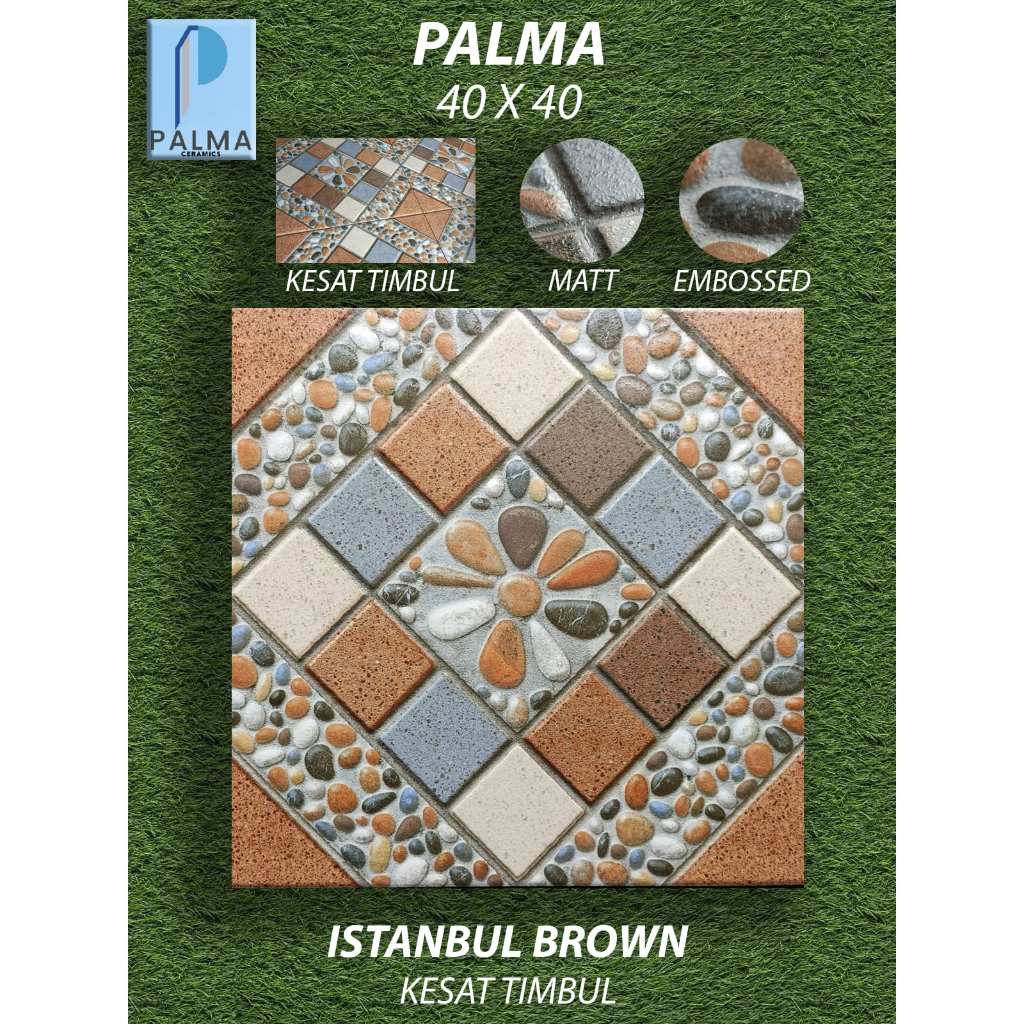 Jual Keramik Lantai Motif 40X40 Palma Istanbul Brown Kesat kulit jeruk ...