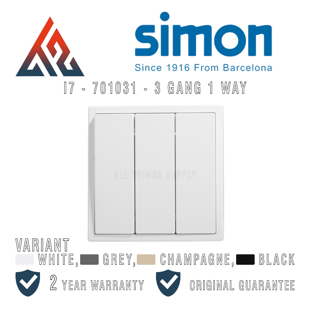 Jual Simon I7 Saklar Lampu Triple 3 Gang 1 Way - 701031 | Shopee Indonesia