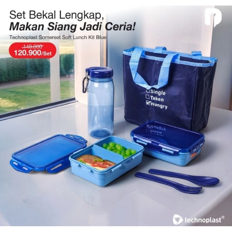 Jual Technoplast Somerset Soft Lunch Kit Blue Set Tempat Bekal Sekolah ...