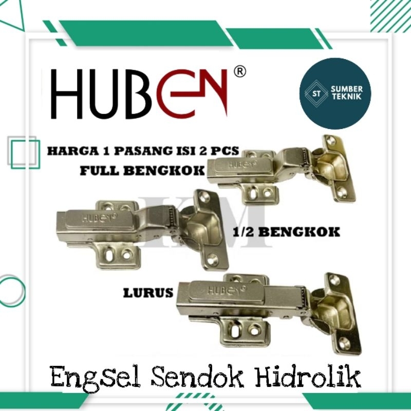 Jual HUBEN Engsel Sendok Pintu Lemari Hidrolik Slow Motion Lurus Setengah Bengkok Full Bengkok ...