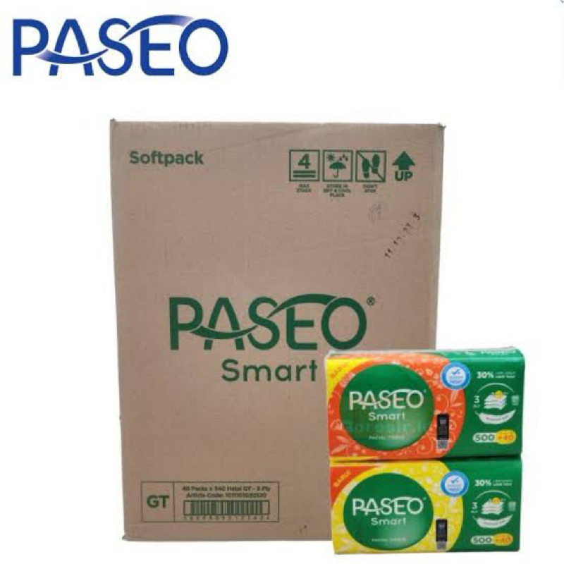 Jual [1 KARTON] TISSUE PASEO SMART 3 PLY 500 SHEETS + BONUS 40 SHEETS 1 ...