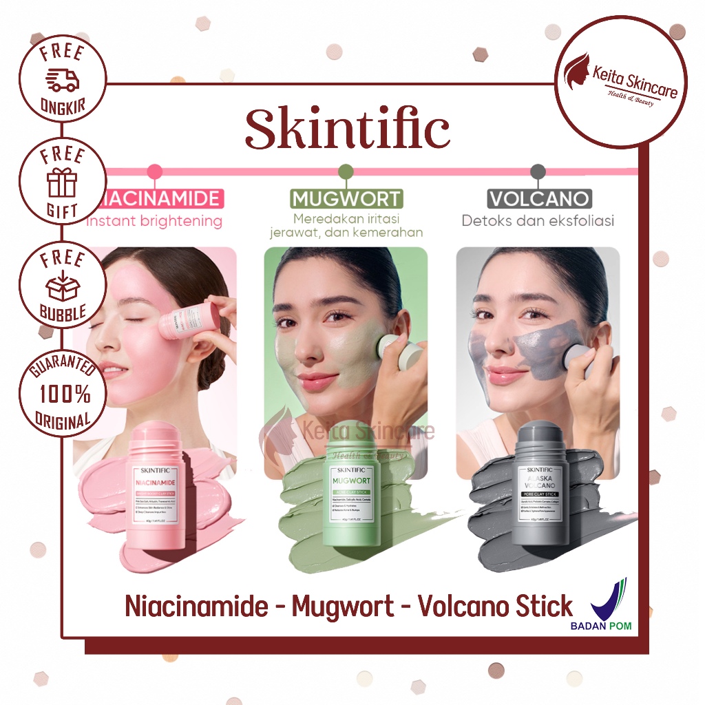 Jual SKINTIFIC Clay Mask Stick kit Acne / Pore / Komedo Remove with ...