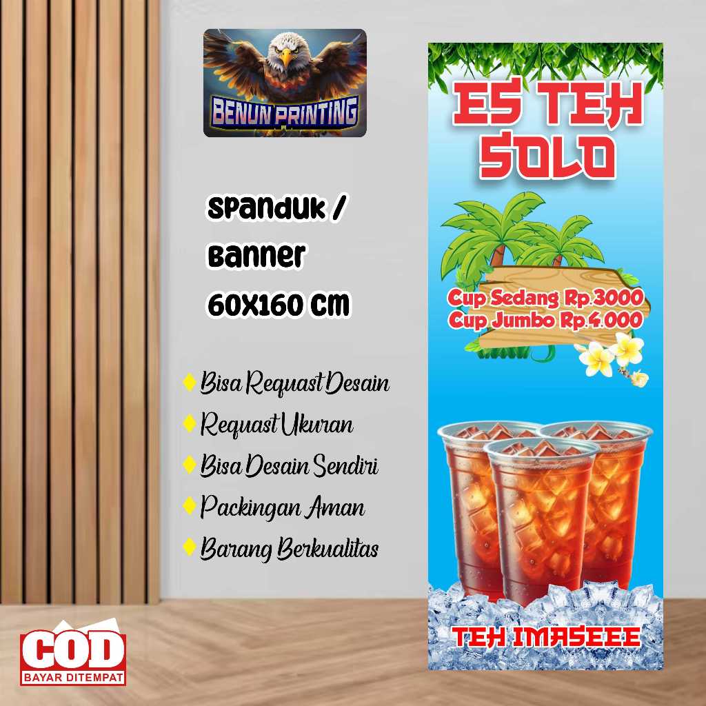 Jual SPANDUK BANNER ES TEH SOLO 60X160 CM BISA REQUEST DESAIN | Shopee ...