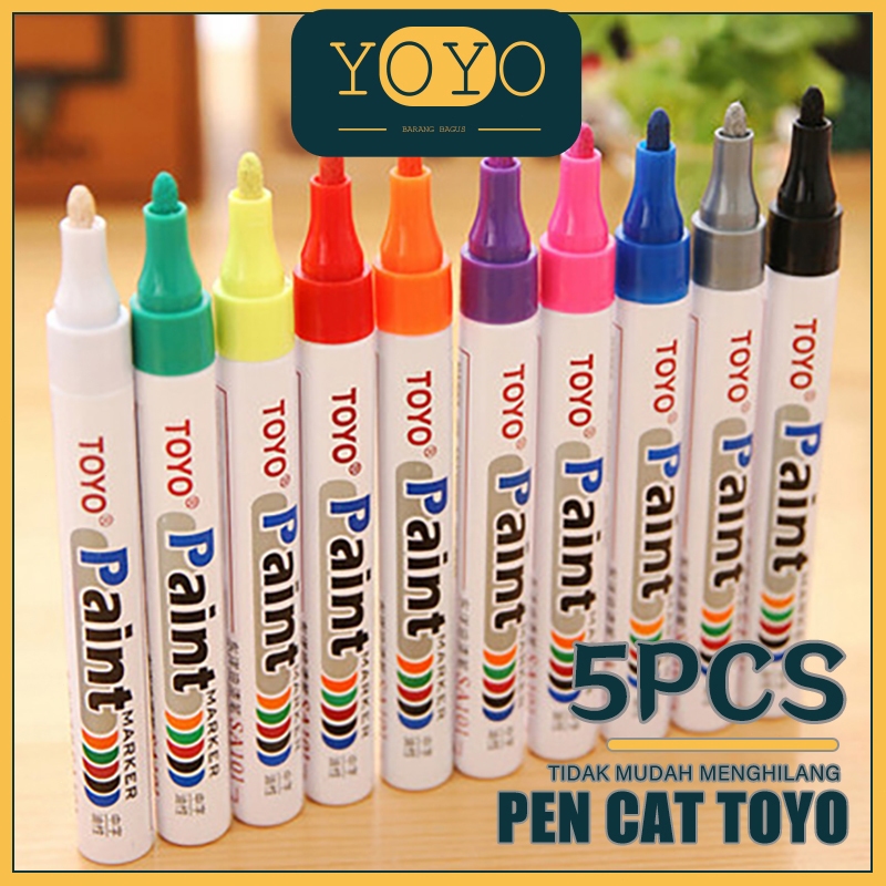 Jual 5Pcs Spido Warna Spidol Ban TOYO Paint Marker Paint Tahan Air dan ...