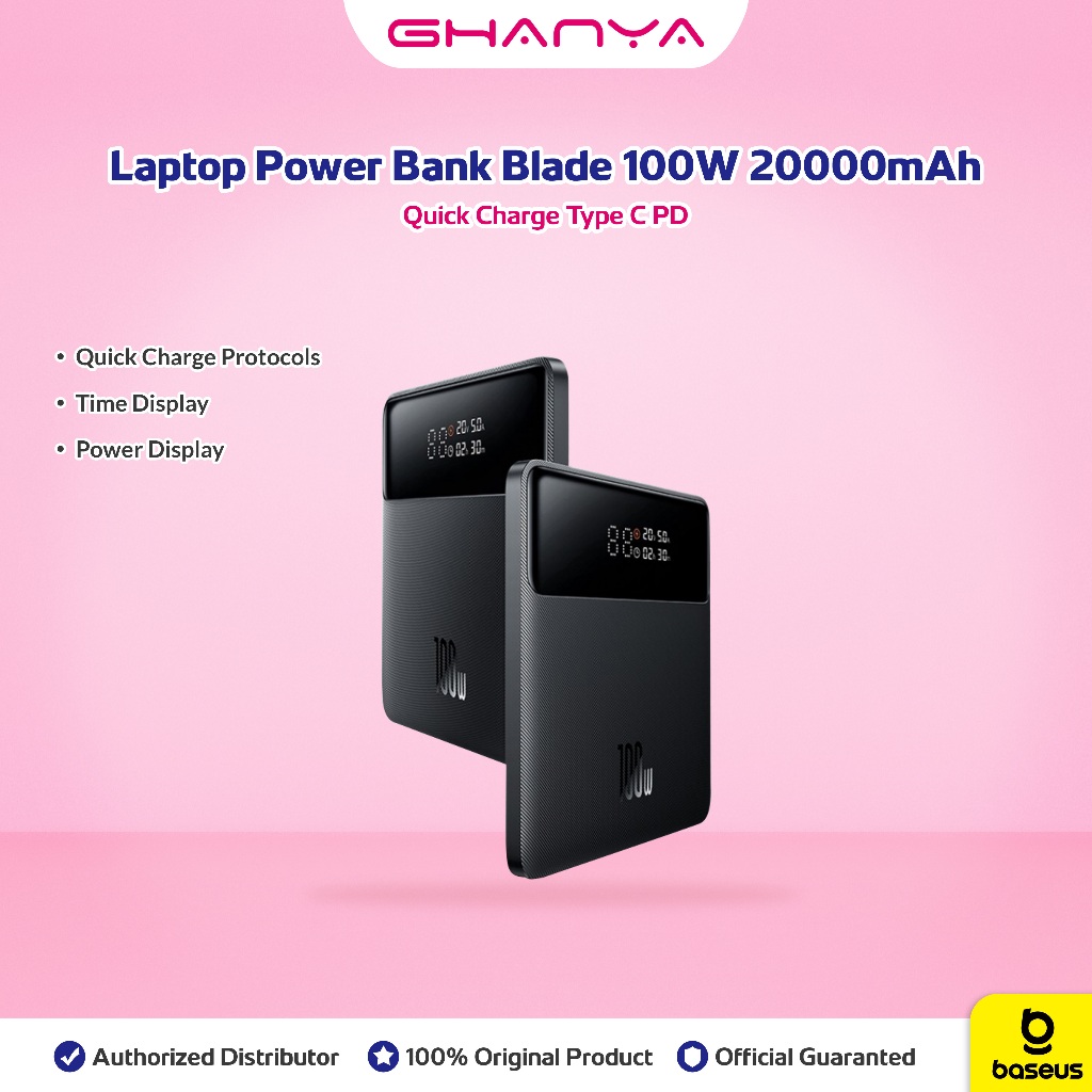 Jual Baseus Laptop Power Bank Blade 100W 20000mAh 3A Digital Display ...