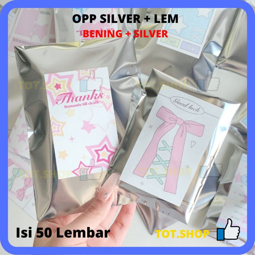Jual [isi 50pcs] OPP SILVER + Lem Silver Sealing Bag Pattern Toploader ...