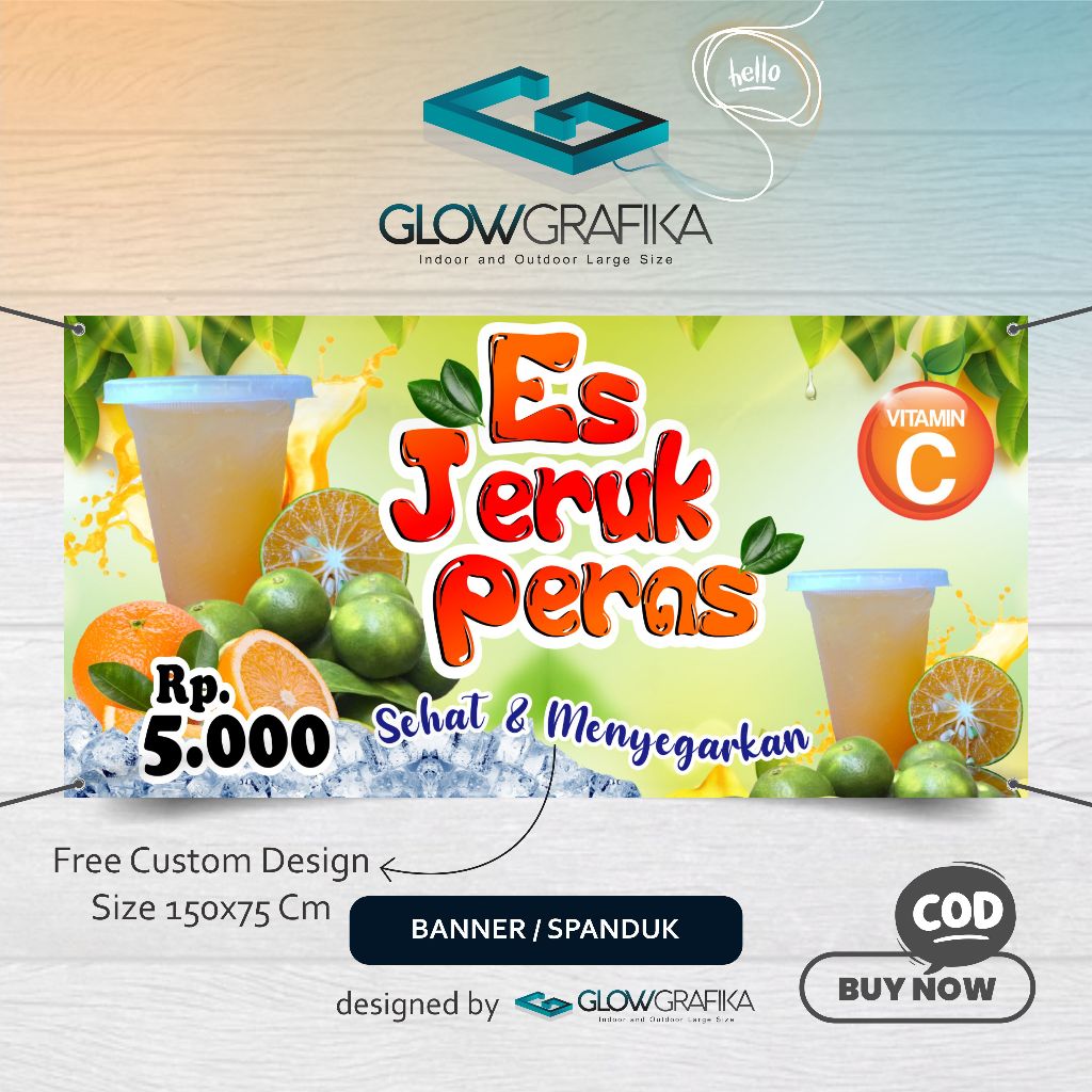 Jual Cetak Spanduk Banner Es Jeruk Peras Segar | Shopee Indonesia