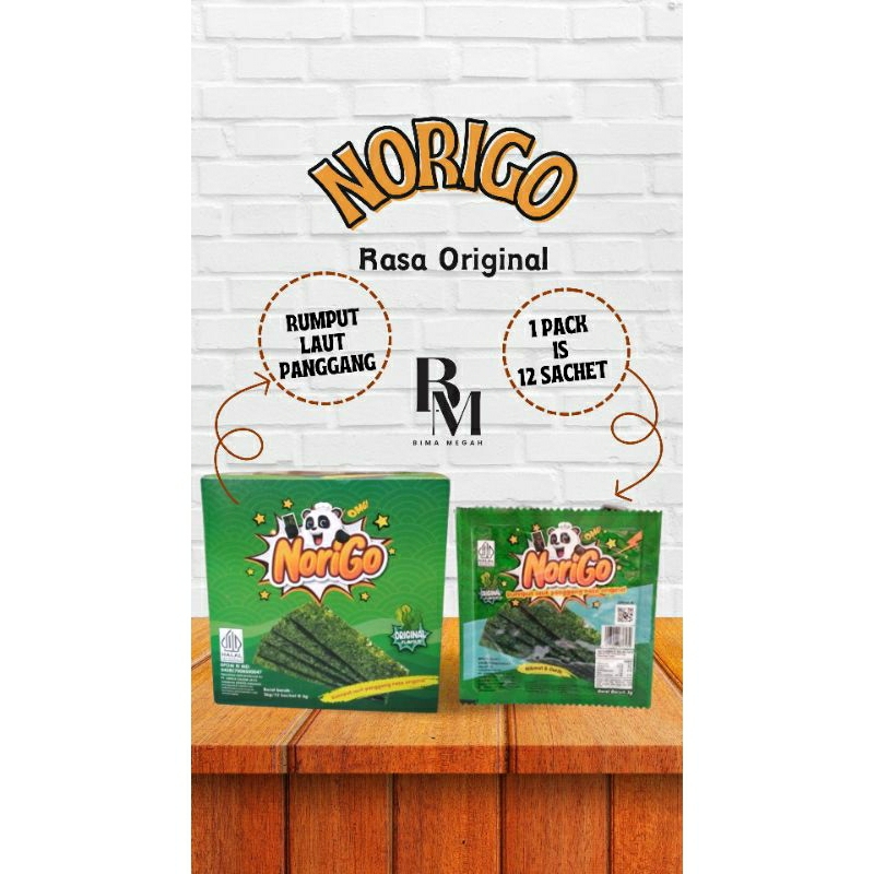 Jual Norigo Rumput Laut rasa Original 1 box isi 12 sachet / Rumput Laut ...