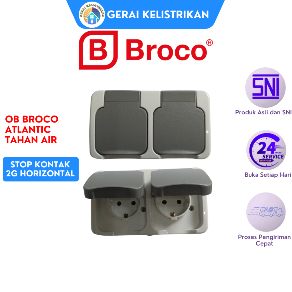 Jual BROCO Atlantic Stop Kontak 2G Horizontal Outdoor Outbow | Shopee ...
