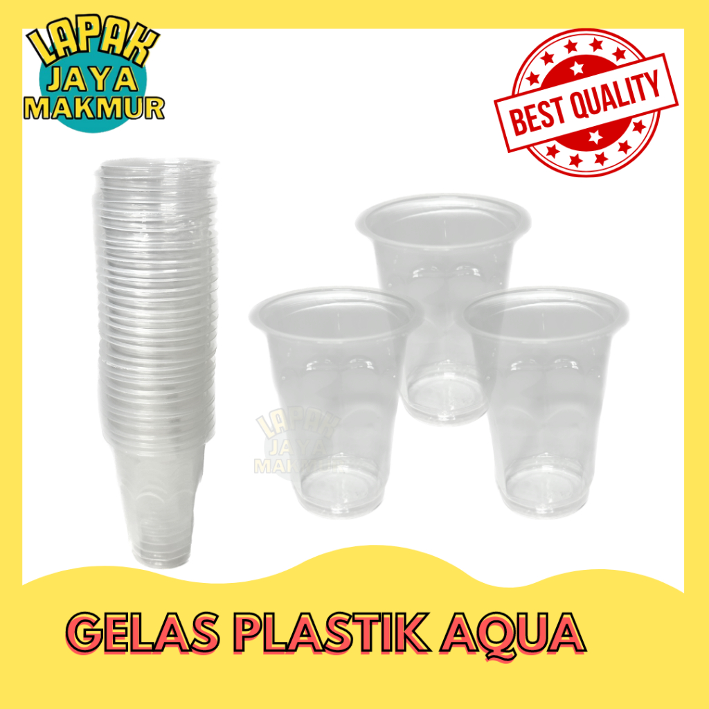 Jual GELAS PLASTIK CUP / GELAS AQUA ISI 50 UKURAN 220 ML | Shopee Indonesia