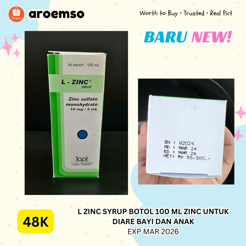 Jual L ZINC SYRUP BOTOL 100 ML ZINC UNTUK DIARE BAYI DAN ANAK | Shopee Indonesia