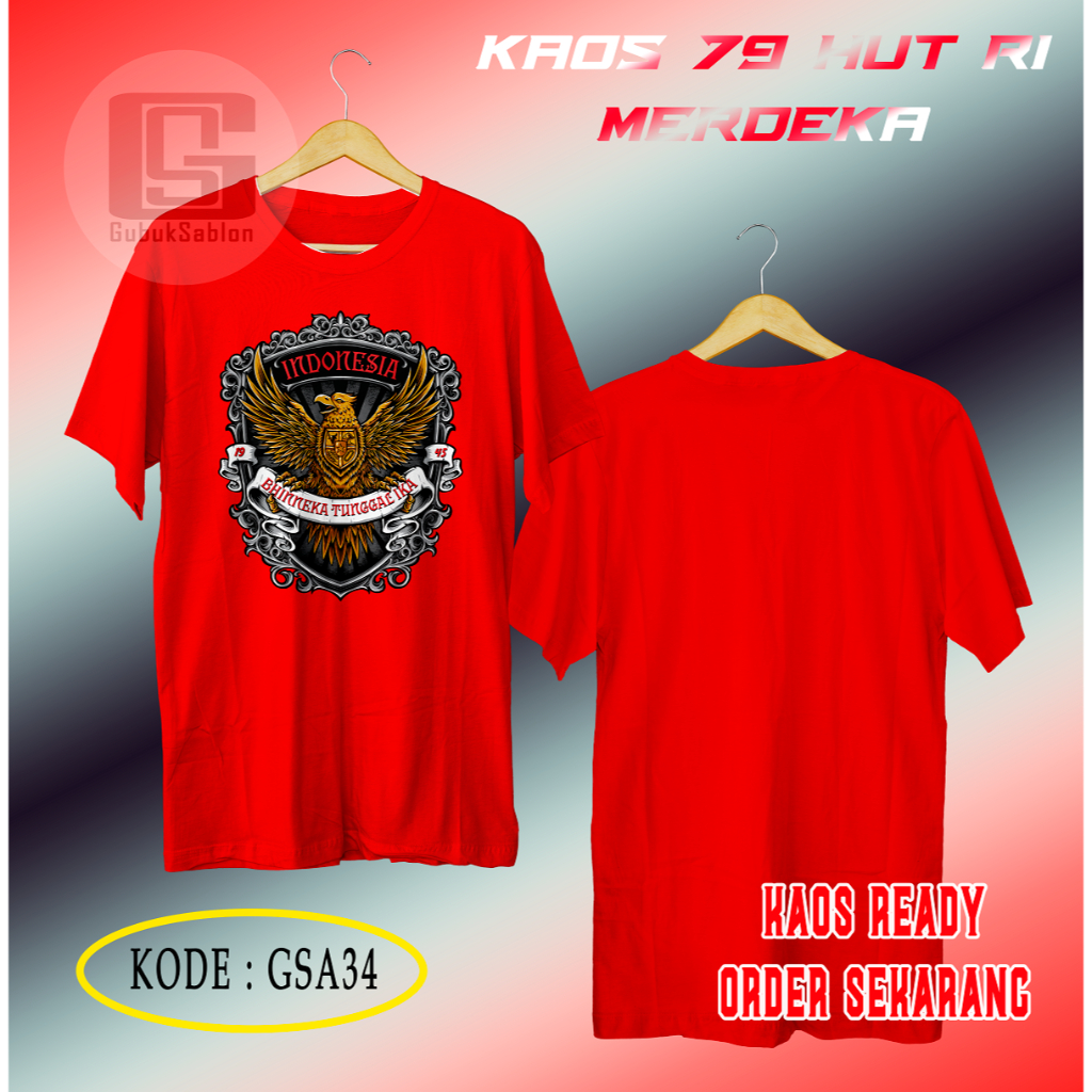 Jual KAOS HUT RI 79, DESIGN GARUDA BHINEKA TUNGGAL IKA (COMBED 30S ...